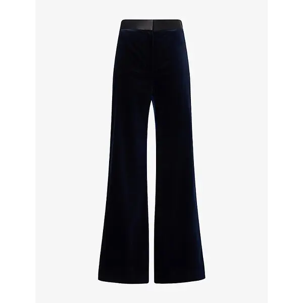 Victoria Beckham Alina Straight-leg Velvet Trousers - Midnight
