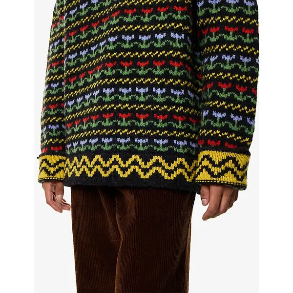 Marni Fairisle Flowers Print Wool Knit Jumper