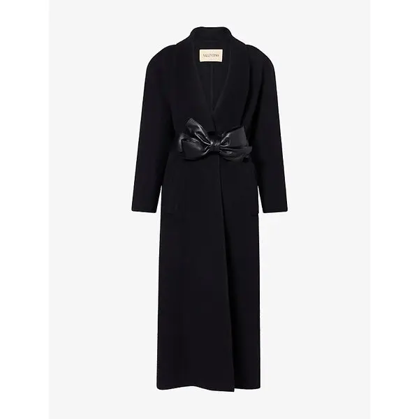 Valentino Garavani Belted Drape Wool-blend Coat - Nero
