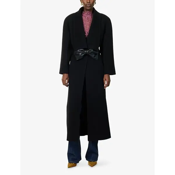 Valentino Garavani Belted Drape Wool-blend Coat