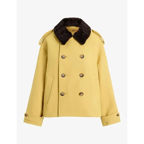 Polo Ralph Lauren Shearling-collar Double-breasted Wool Jacket