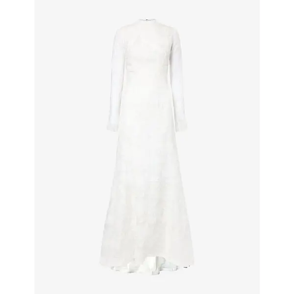 MARC LEBIHAN Floral Embellished Lace Gown
