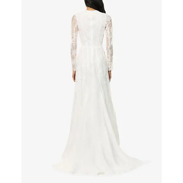 MARC LEBIHAN Floral Embellished Lace Gown