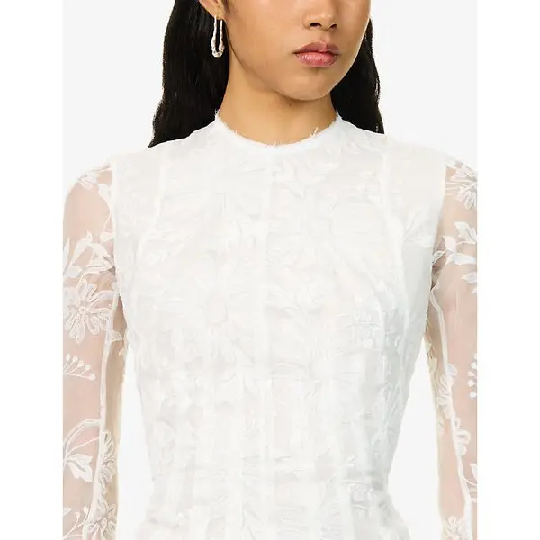 MARC LEBIHAN Floral Embellished Lace Gown