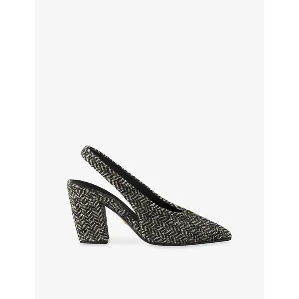 Prada Chevron Tweed Slingbacks