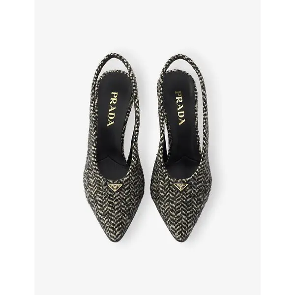 Prada Chevron Tweed Slingbacks