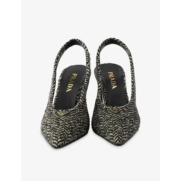 Prada Chevron Tweed Slingbacks