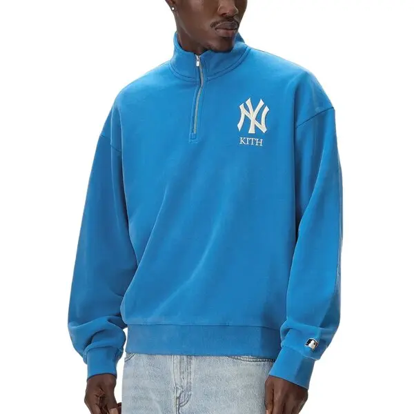 Kith For The New York Yankees Vintage Nelson Quarter Zip - Skylight