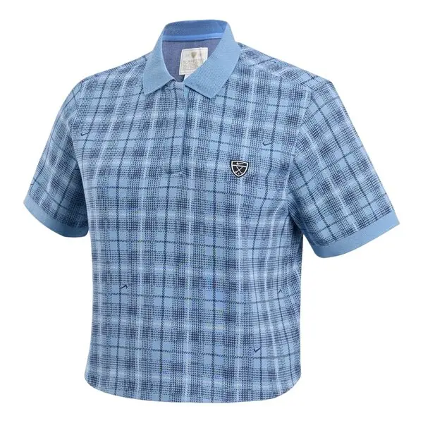 Nike Fairway Fresh Dri-fit Check Golf Collared Shirt 'work Blue White