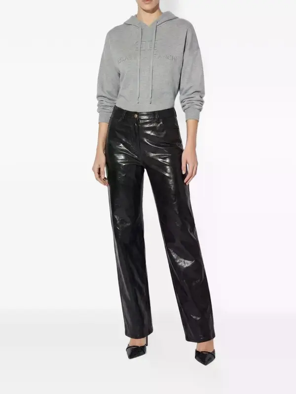 Elisabetta Franchi Loose Jeans With Laminated Effect - Black