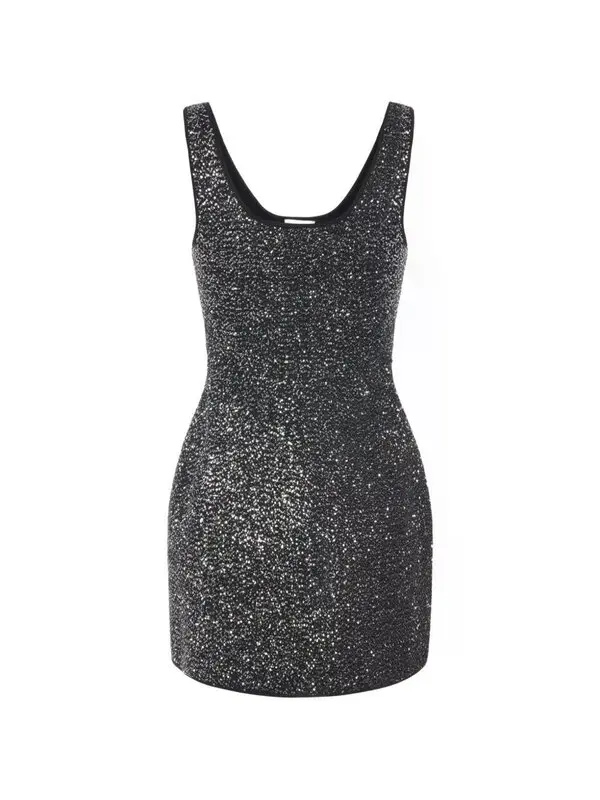 Elisabetta Franchi Knit Mini Dress With Sequins - Black