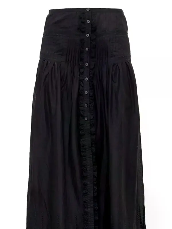 MARANT ETOILE Loraine Pintuck-detail Embroidered Midi Skirt