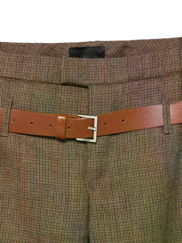 DONDUP Margie Belted Micro-check Trousers
