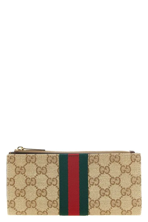 Gucci Web' Long Wallet - Beige
