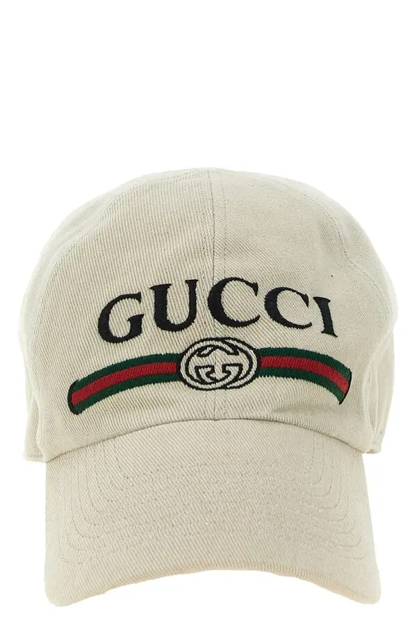 Gucci Web Incrocio Gg' Cap - White
