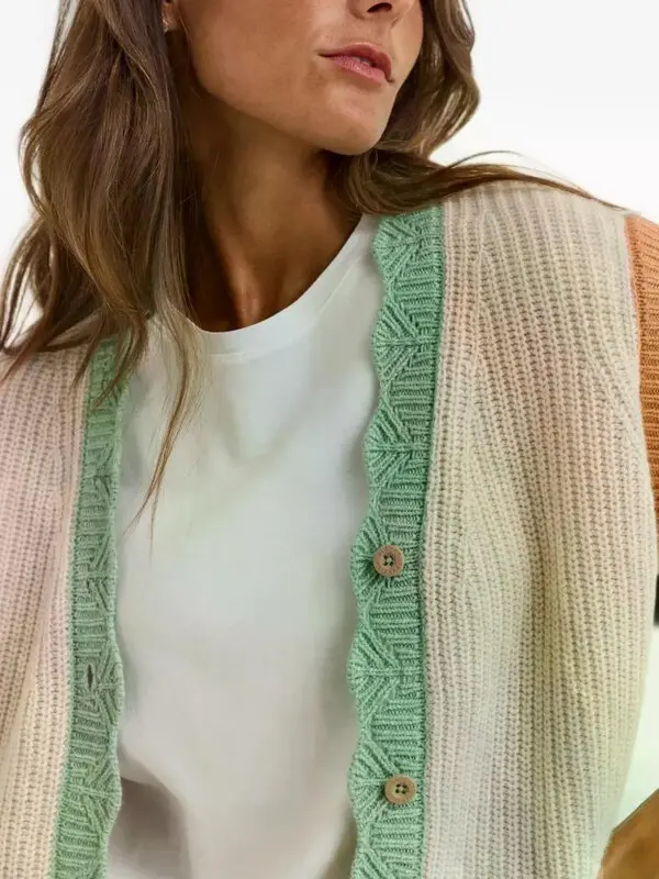 FAVORITE PEOPLE Fairground Colour-block Scalloped-hem Cardigan