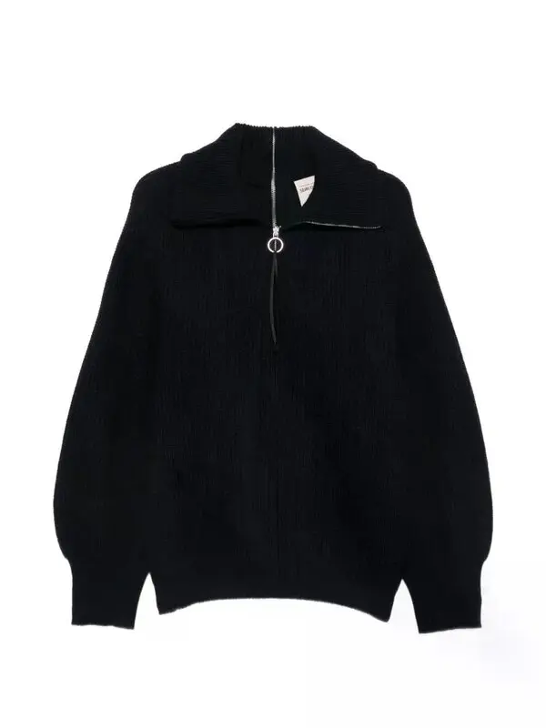 SEMICOUTURE Ribbed-knit Half-zip Sweater