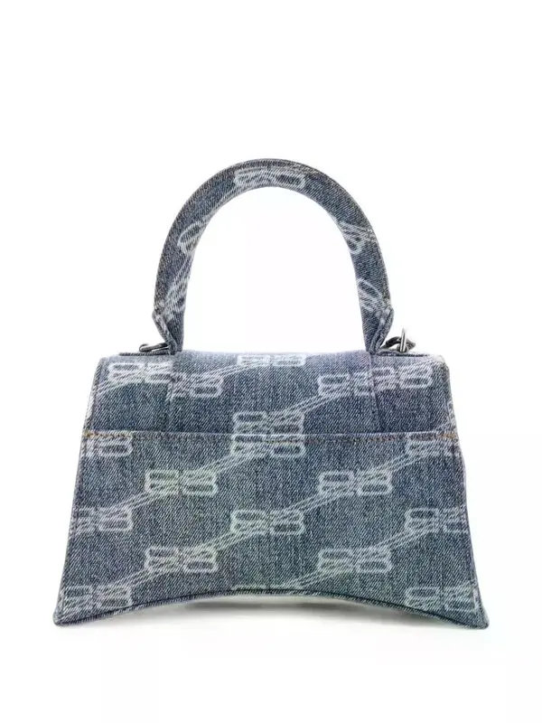 Balenciaga Hourglass Top Handle Bag Bb Monogram Denim Small Satchel - Blue