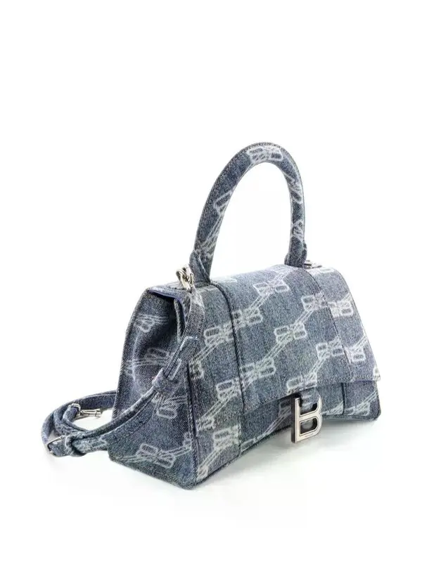 Balenciaga Hourglass Top Handle Bag Bb Monogram Denim Small Satchel