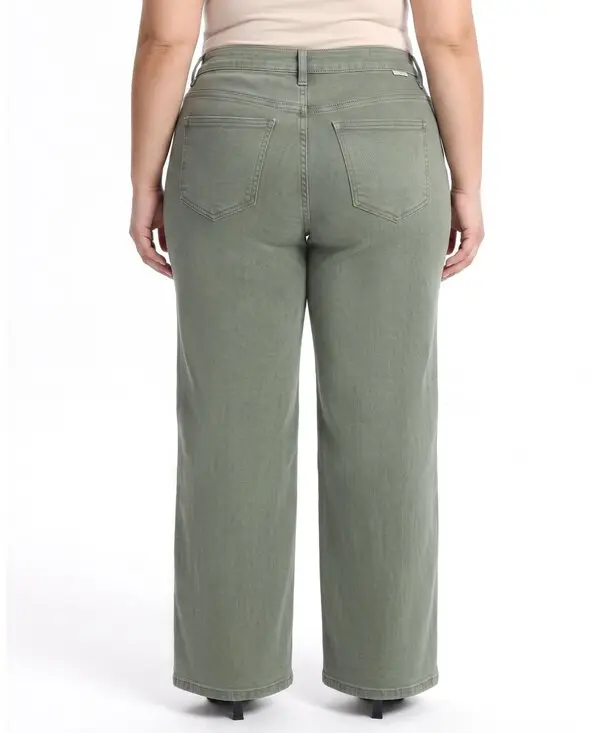 BAYEAS Plus Mid Rise Wide Leg Denim Jeans Stretch Comfortable