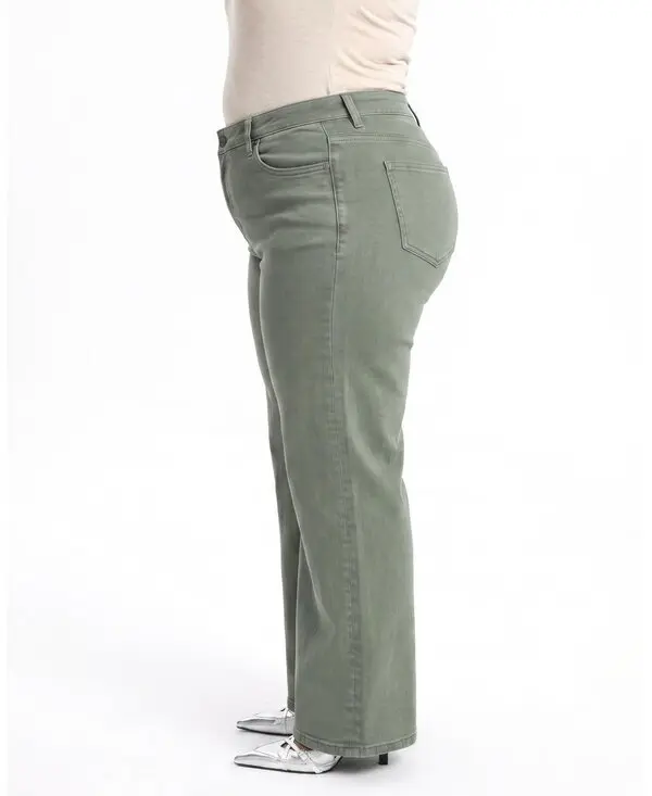 BAYEAS Plus Mid Rise Wide Leg Denim Jeans Stretch Comfortable