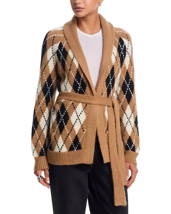 The Great. The Argyle Riding V Neck Cardigan Sweater