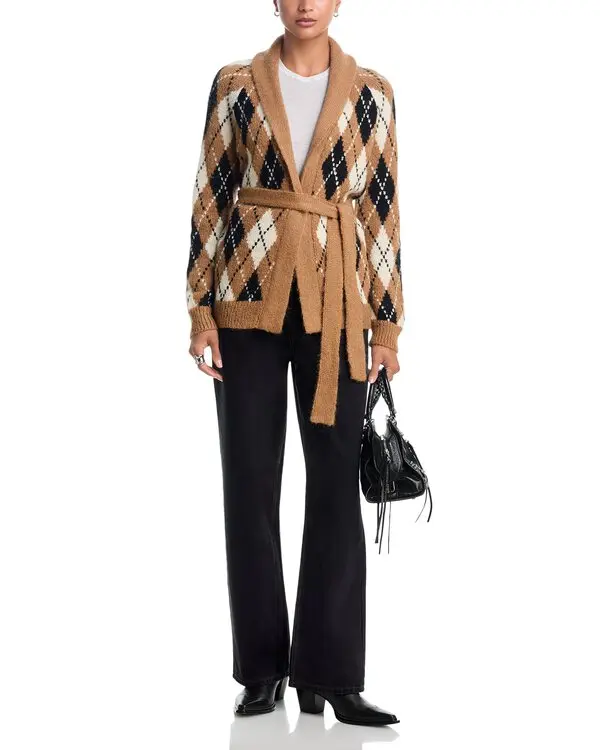 The Great. The Argyle Riding V Neck Cardigan Sweater