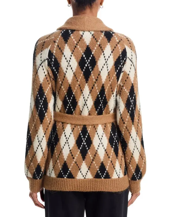 The Great. The Argyle Riding V Neck Cardigan Sweater