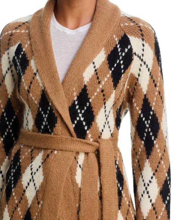 The Great. The Argyle Riding V Neck Cardigan Sweater