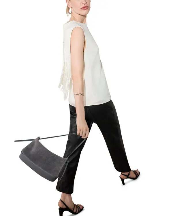 Whistles Sleeveless Fringe Back Top
