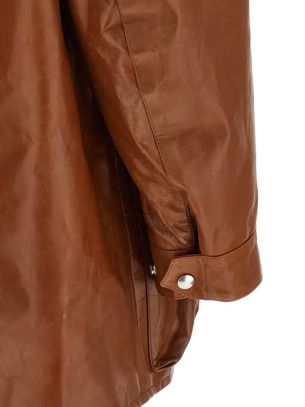 Prada Antiqued Leather Caban - Brown