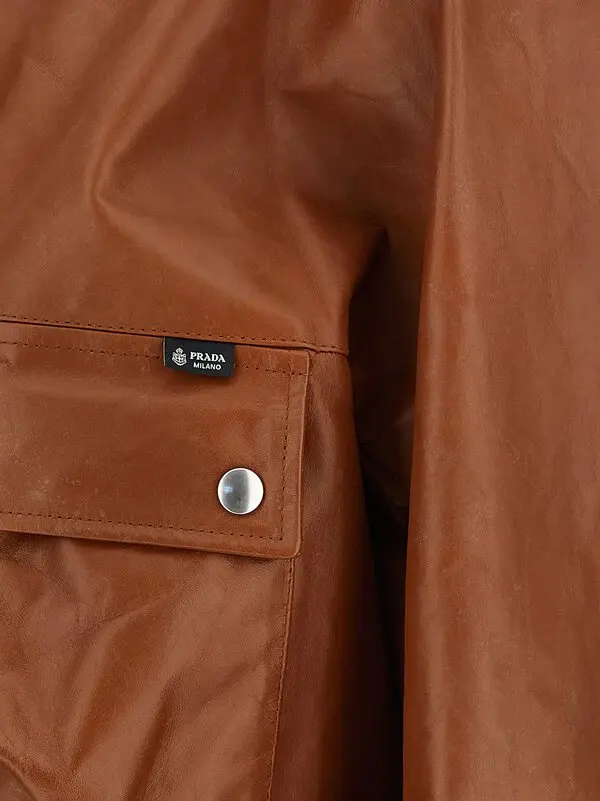 Prada Antiqued Leather Caban - Brown