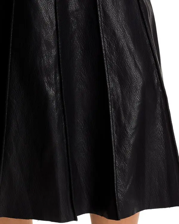 SINGLE THREAD Faux Leather Seamed Midi Skirt - Black