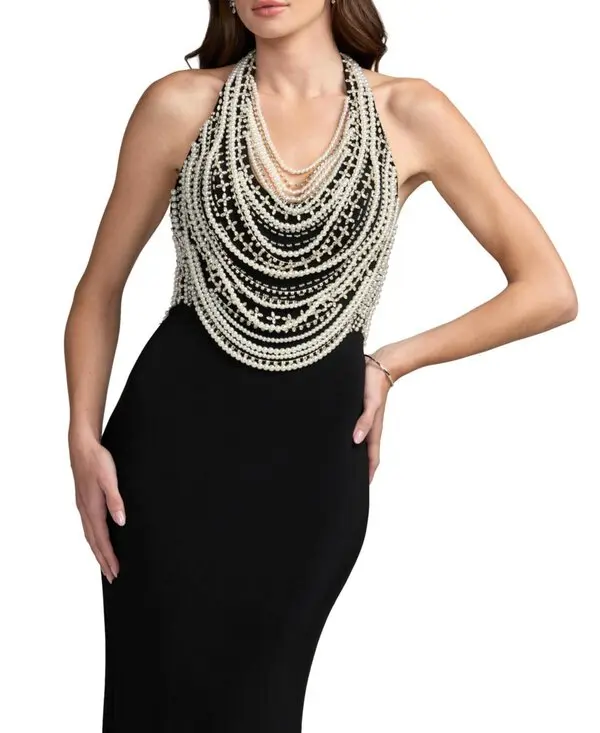 Mac Duggal Beaded Halter Neck Jersey Gown