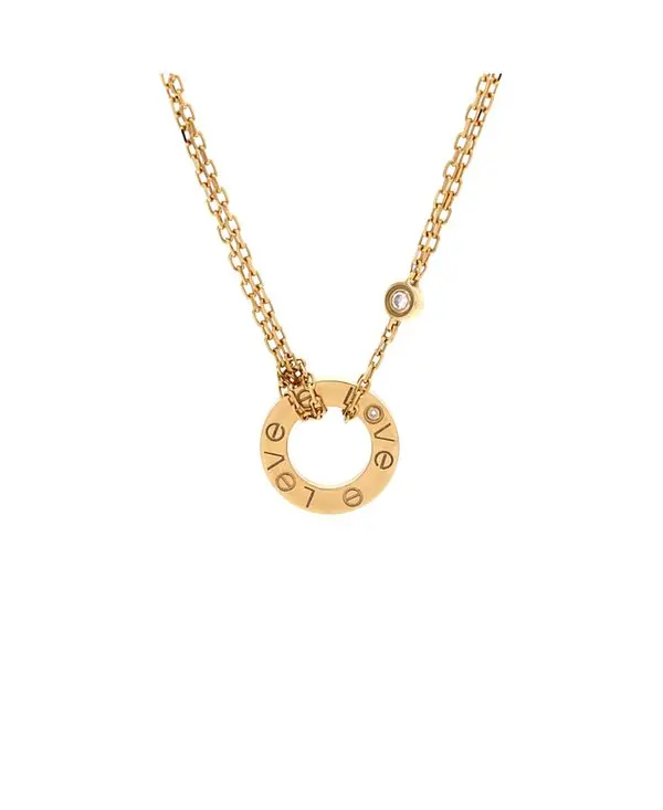 CARTIER 2 Diamonds Love Pendant Necklace 18k Gold And Diamonds, 16.5 - K Gold