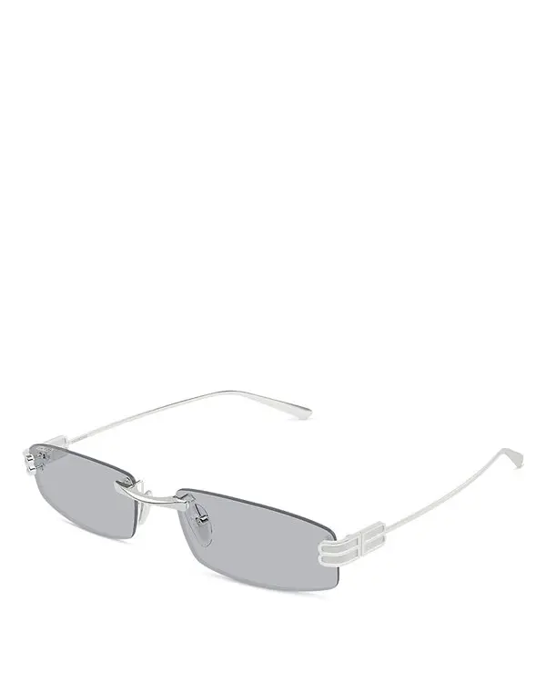 Balenciaga Gossip Rectangular Sunglasses, 57mm - Silver