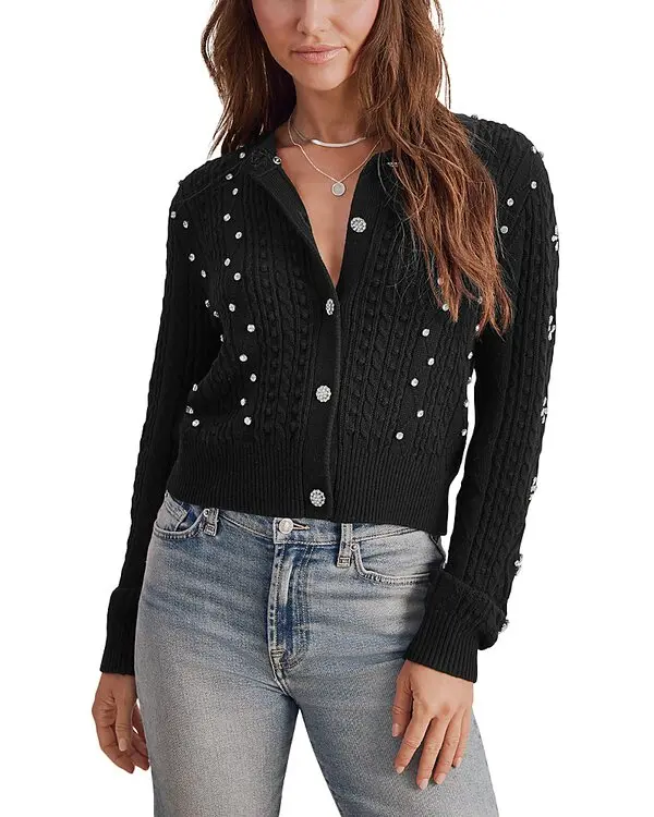 Splendid Chandler Faux Fur Collar Embellished Sweater