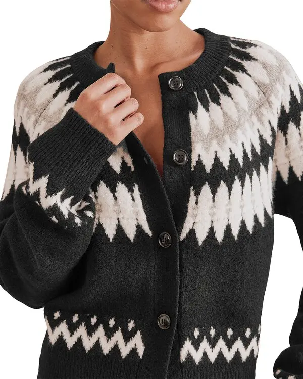 Splendid Fina Fair Isle Cardigan - Black