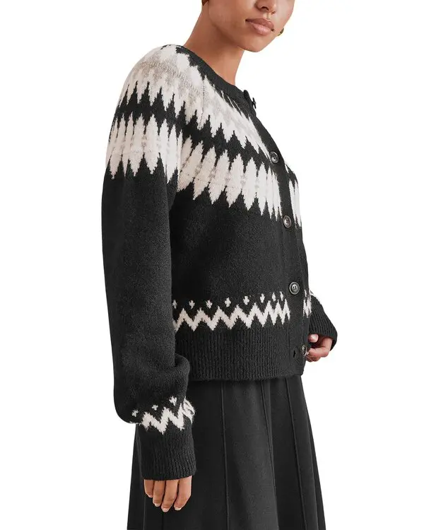 Splendid Fina Fair Isle Cardigan - Black