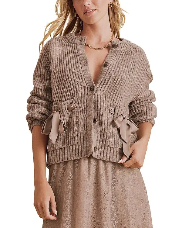 Splendid Selena Satin Tie Cardigan - Heather Java