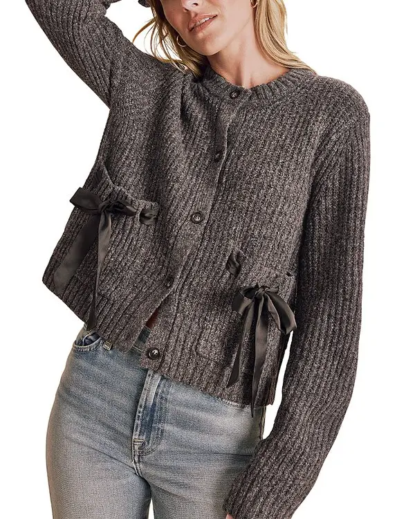 Splendid Selena Satin Tie Cardigan - Lead