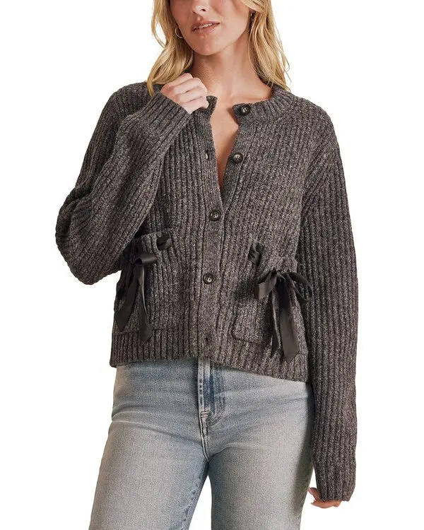 Splendid Selena Satin Tie Cardigan - Lead