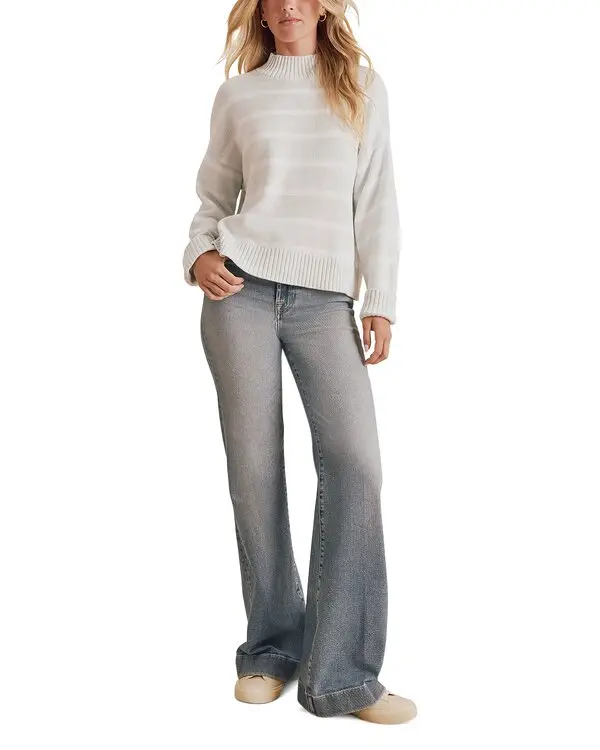 Splendid Nora Stripe Turtleneck Sweater - Alpine/shell