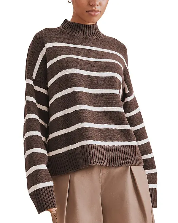 Splendid Nora Stripe Turtleneck Sweater - Java/shell