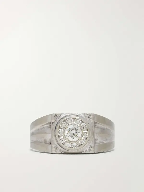 FOUNDWELL Vintage 1980s 14-karat White Gold Diamond Ring - Silver