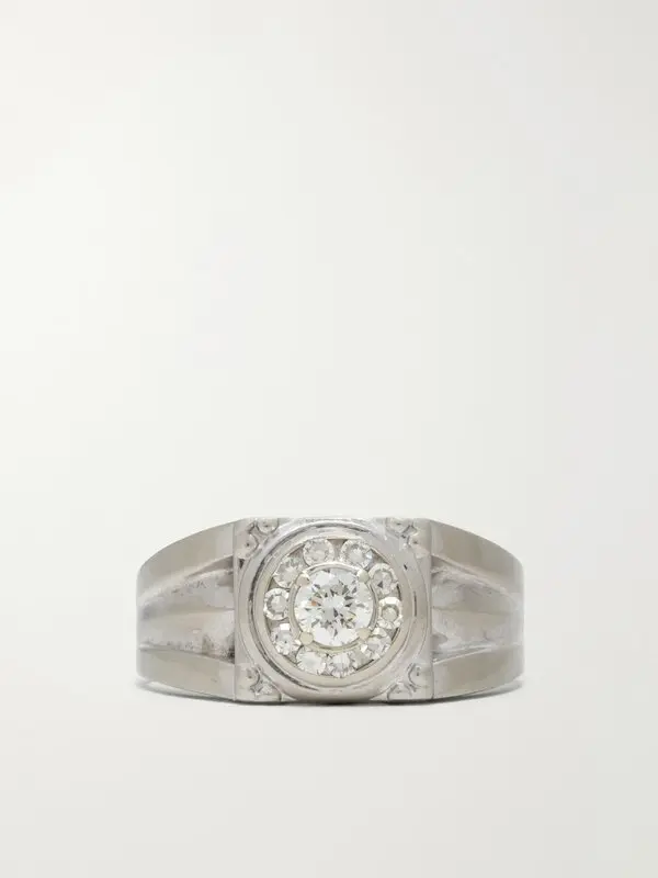 FOUNDWELL Vintage 1980s 14-karat White Gold Diamond Ring - Silver