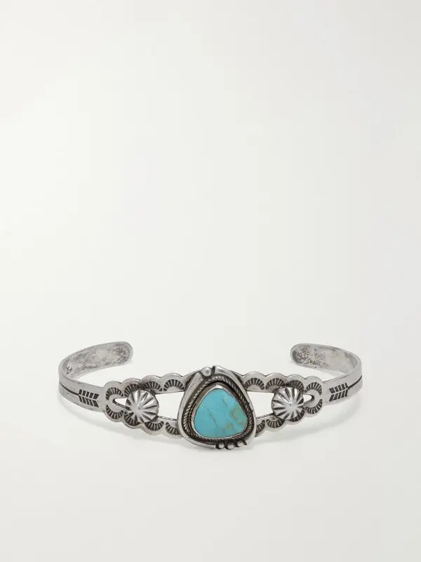 FOUNDWELL Vintage 1960s Sterling Turquoise Bracelet - Silver