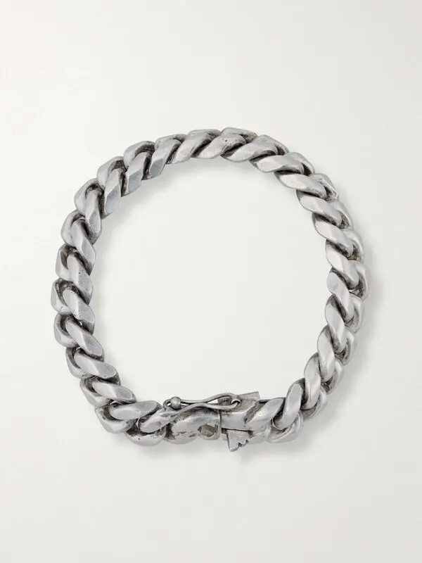 FOUNDWELL Vintage Heavy Curb 1990s Sterling Bracelet - Silver