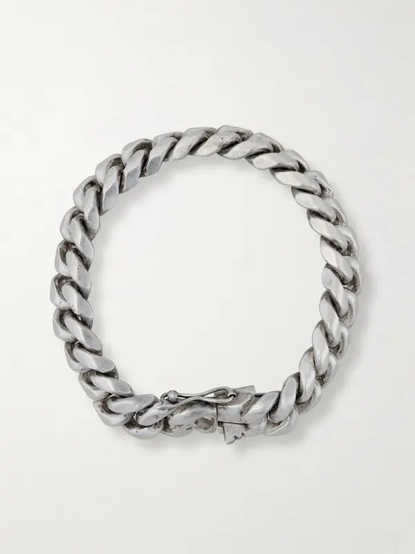 FOUNDWELL Vintage Heavy Curb 1990s Sterling Bracelet - Silver