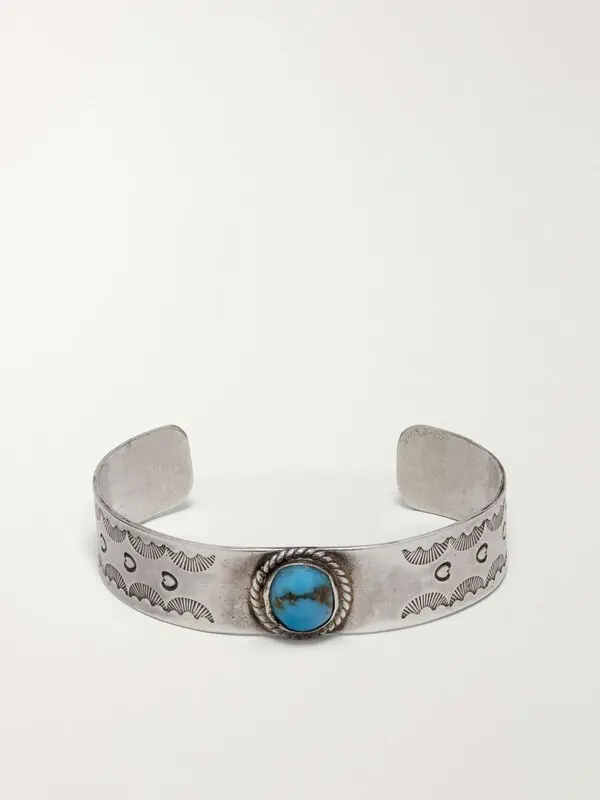FOUNDWELL Vintage 1970s Sterling Turquoise Bracelet - Silver